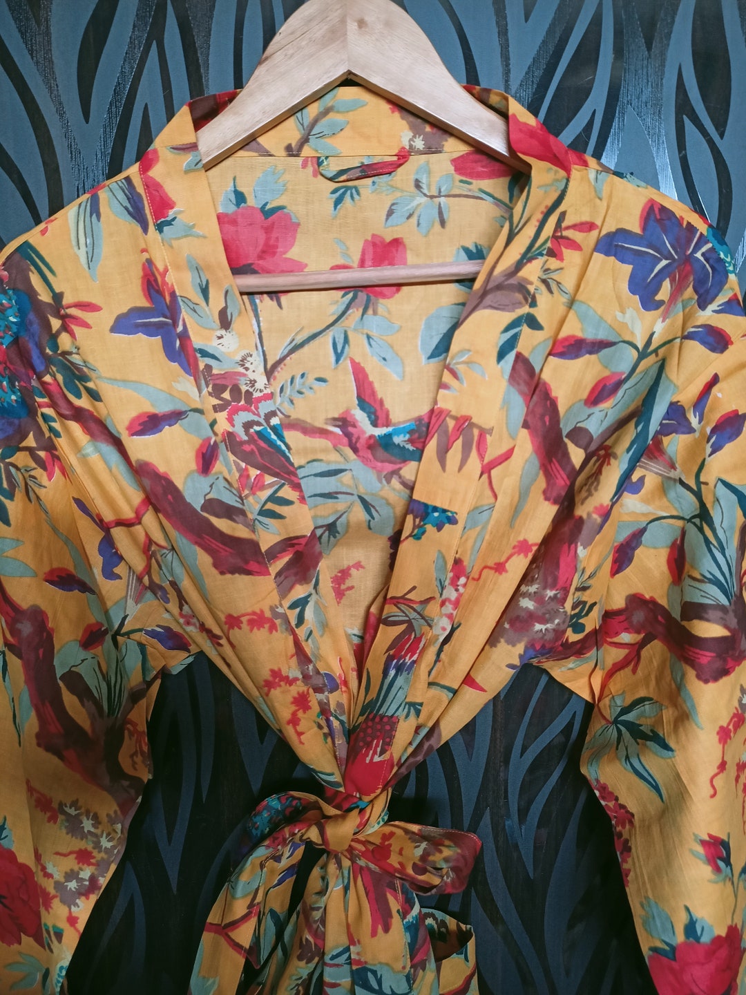 Yellow Cotton Kimono, Indian Women Wear Body Crossover, Bridesmaid ...