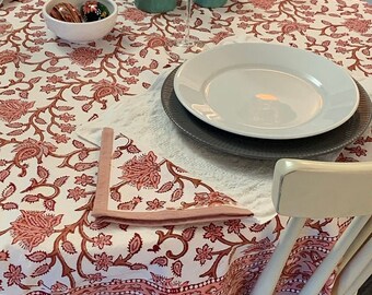 Table Decor Round Tablecloth Flower Design Hand Block Printed | Etsy