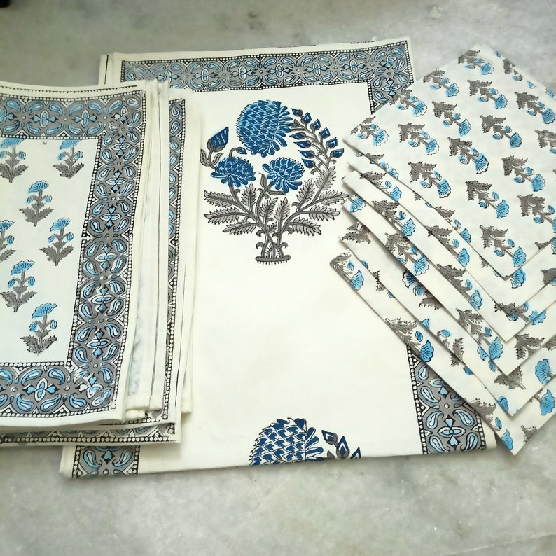 Indian Block Print Table Runner/ Runner Place Mats Napkins - Etsy