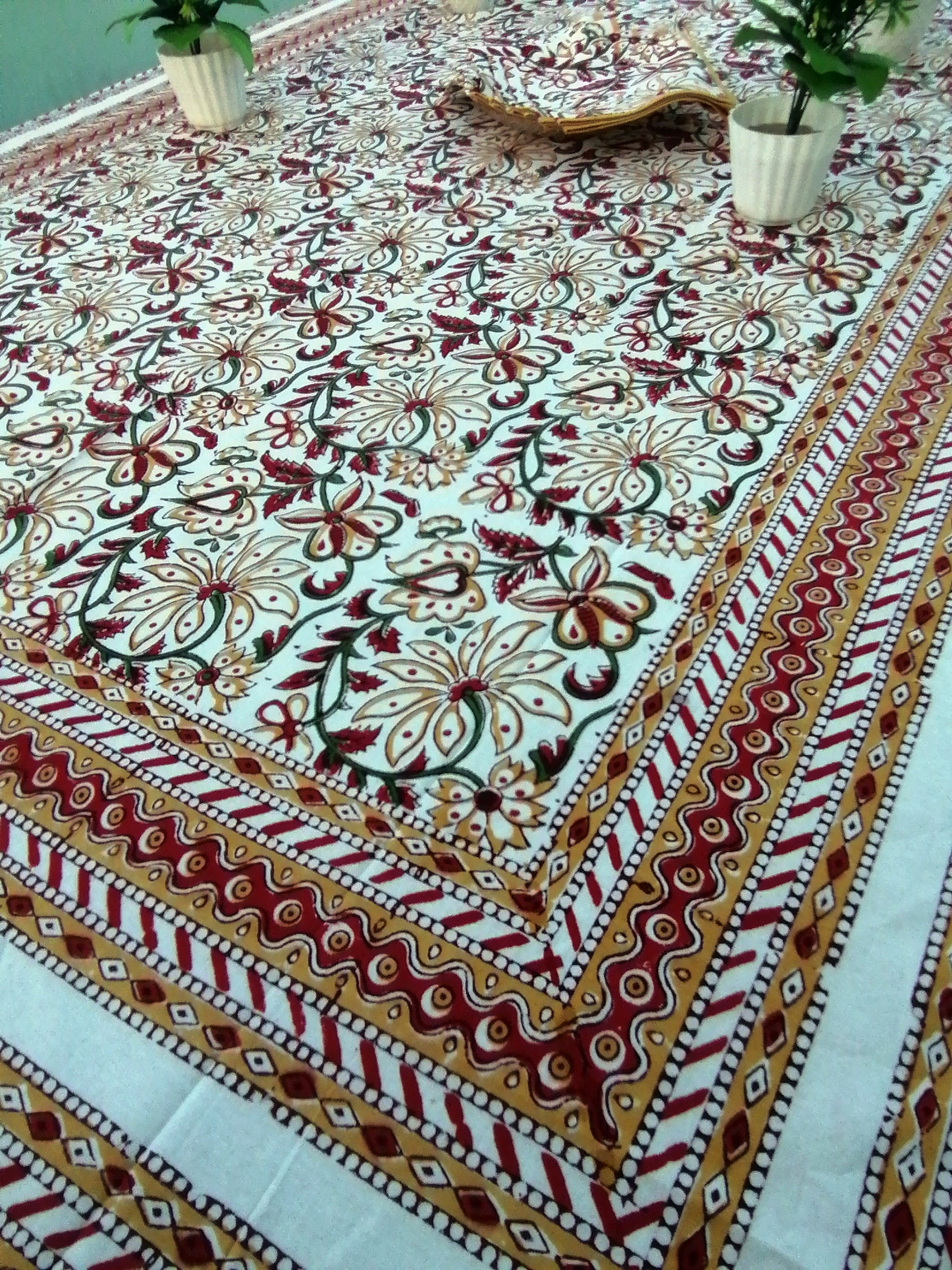 Indian brown Color Flower Design Hand Block Printed Home | Etsy