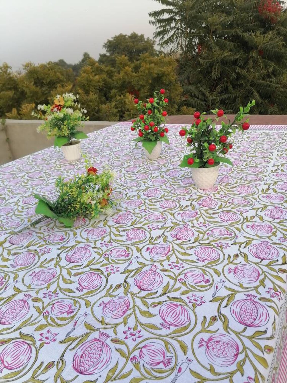 Pink With Flower Design Pink Flower Design Hand Block Printed - Etsy
