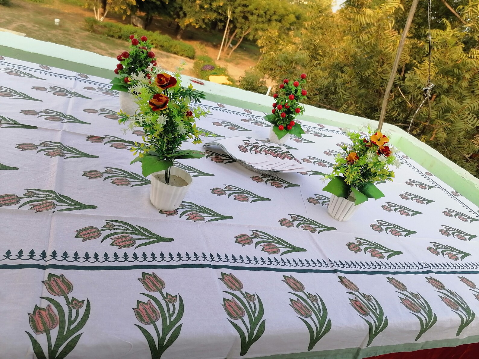 A Beautiful Block Printed Floral Pattern Border and a Floral - Etsy