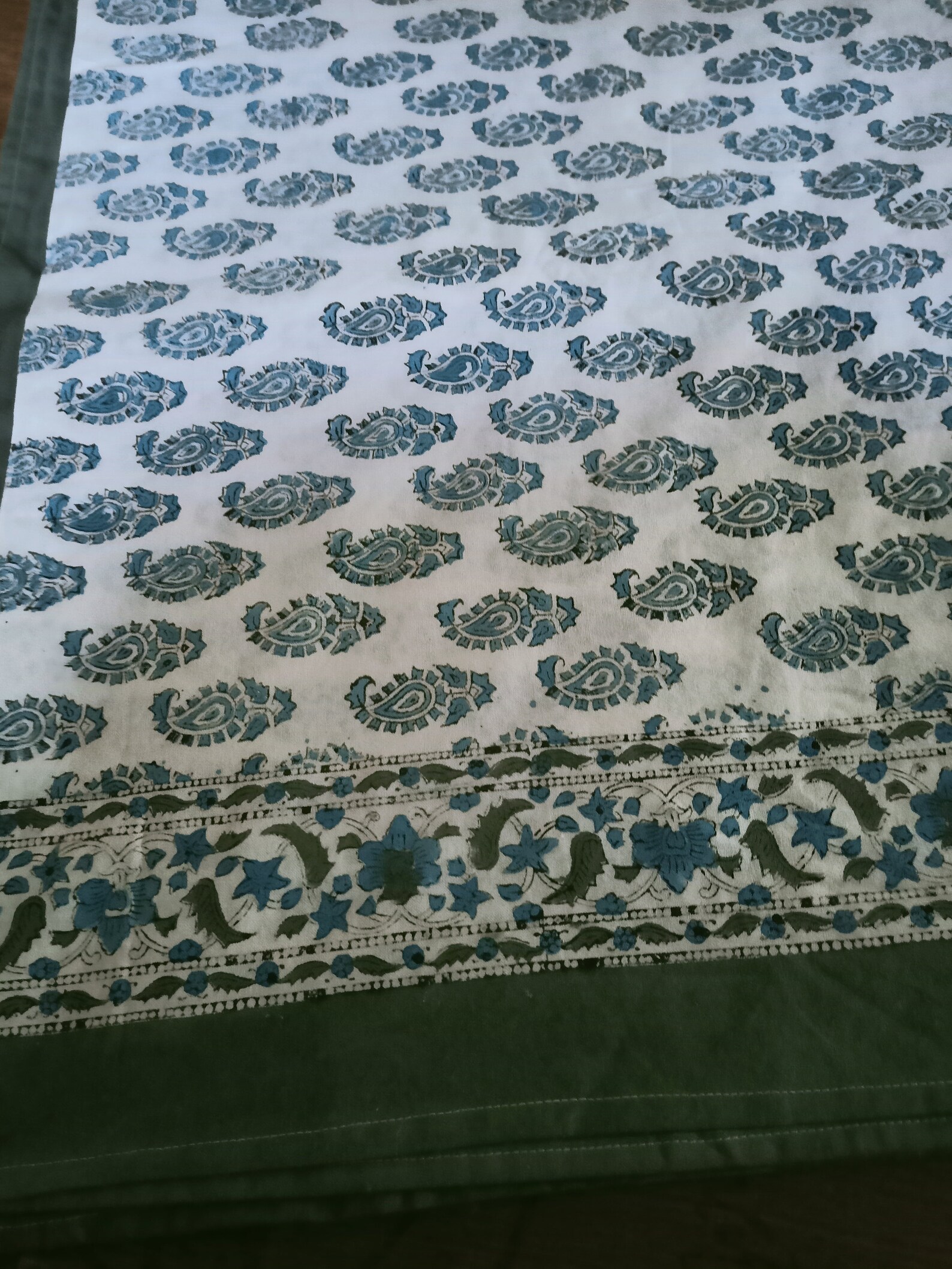 Indian Indigo Blue Flower Design Hand Block Printed Home Stead Table ...