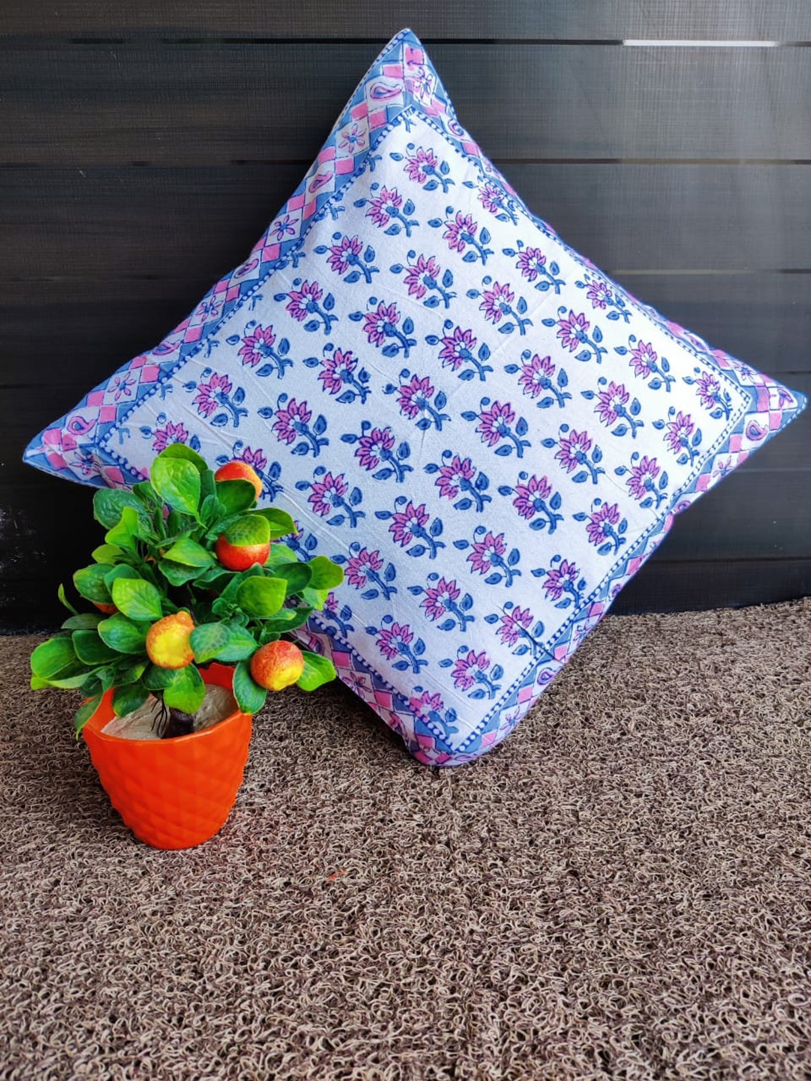 Indigo Blue Block Print Flower Design Hand Block Print Home - Etsy