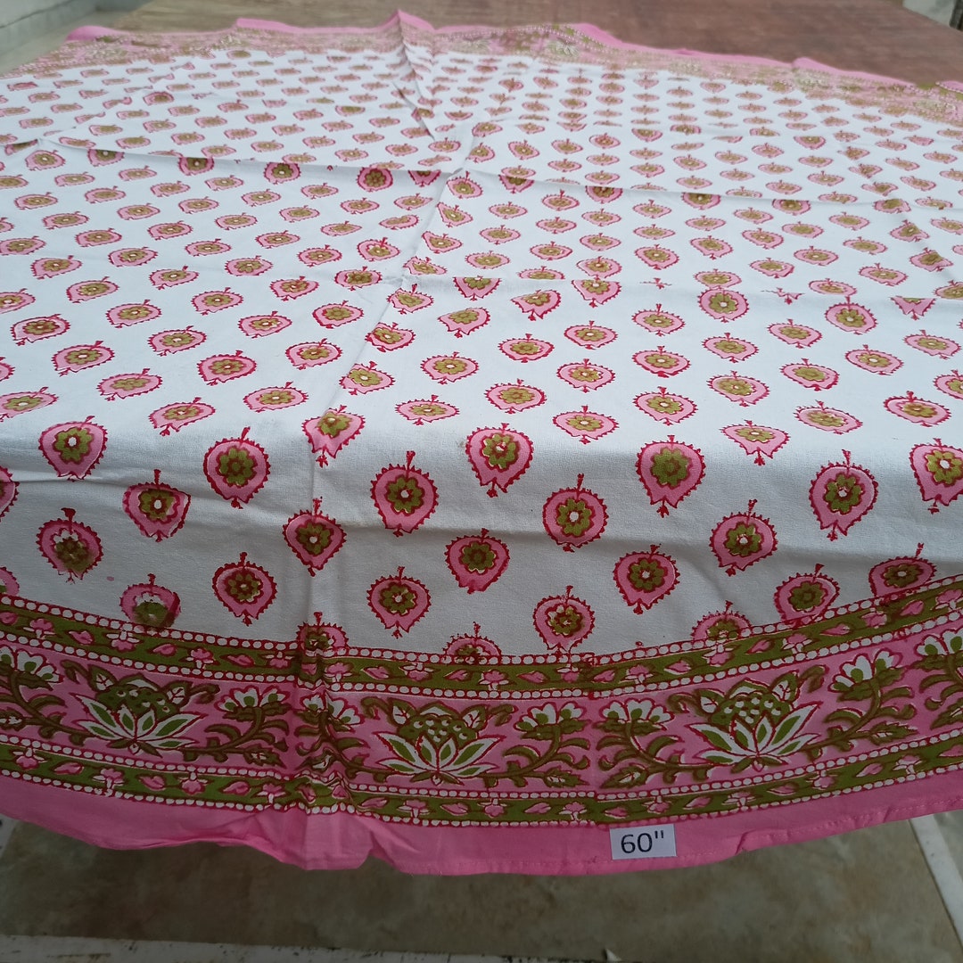 Table Decor Round Tablecloth Flower Design Hand Block Printed - Etsy