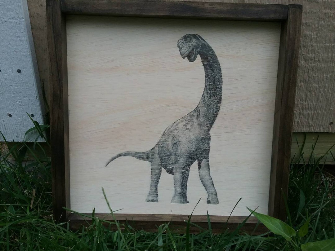 Brontosaurus Print: Happy Dinosaur Kids Room Decor, Framed Pine - Etsy