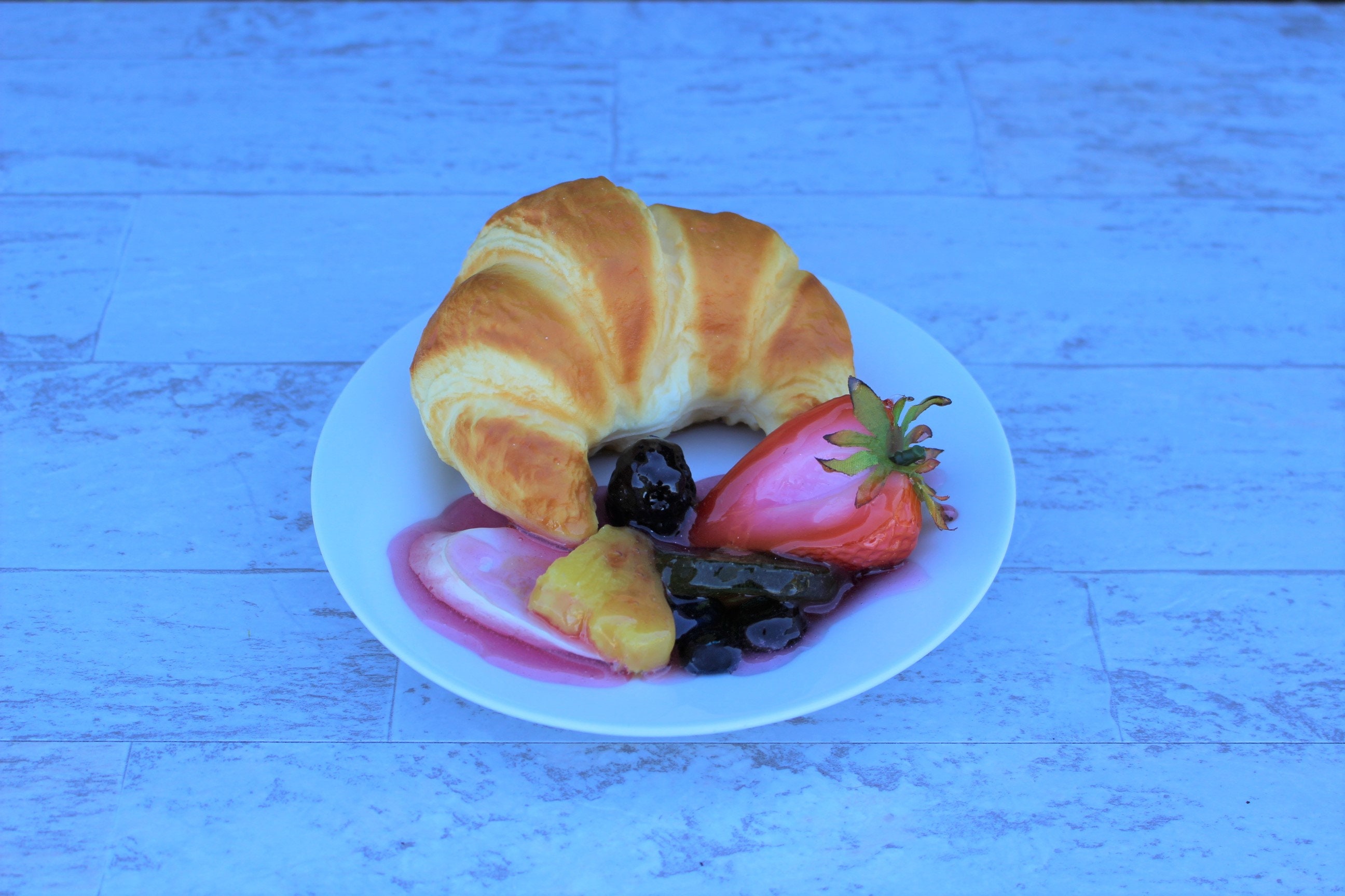 Plated Fake Croissant with Fruit | Etsy