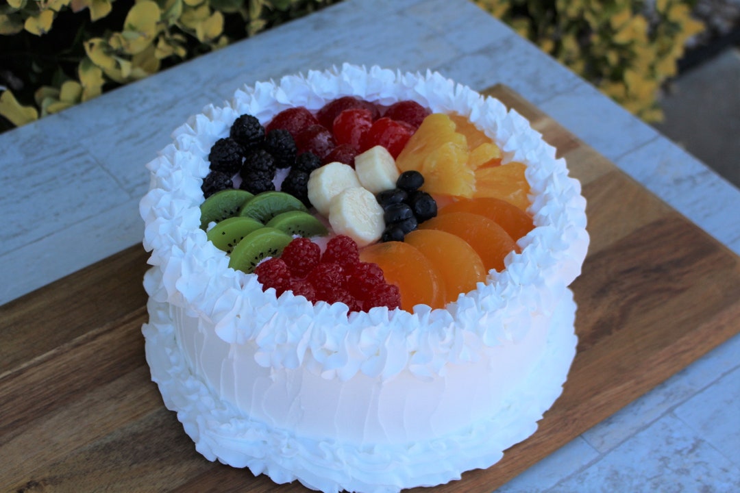 Large Fake Vanilla Cake Topped With Fruit - Etsy