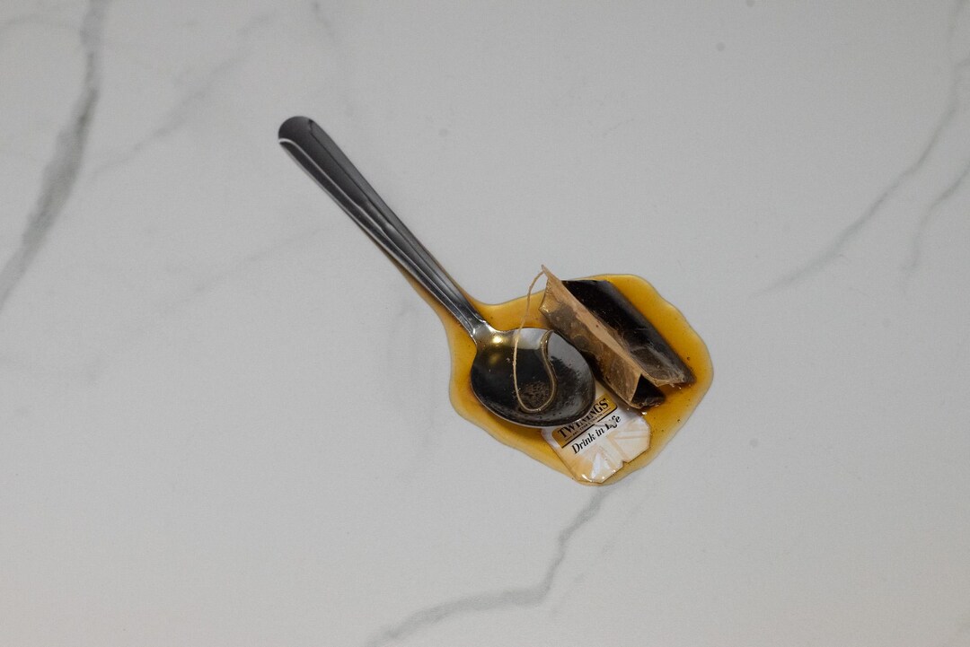 Tea Spoon and Tea Bag in Fake Spill - Etsy