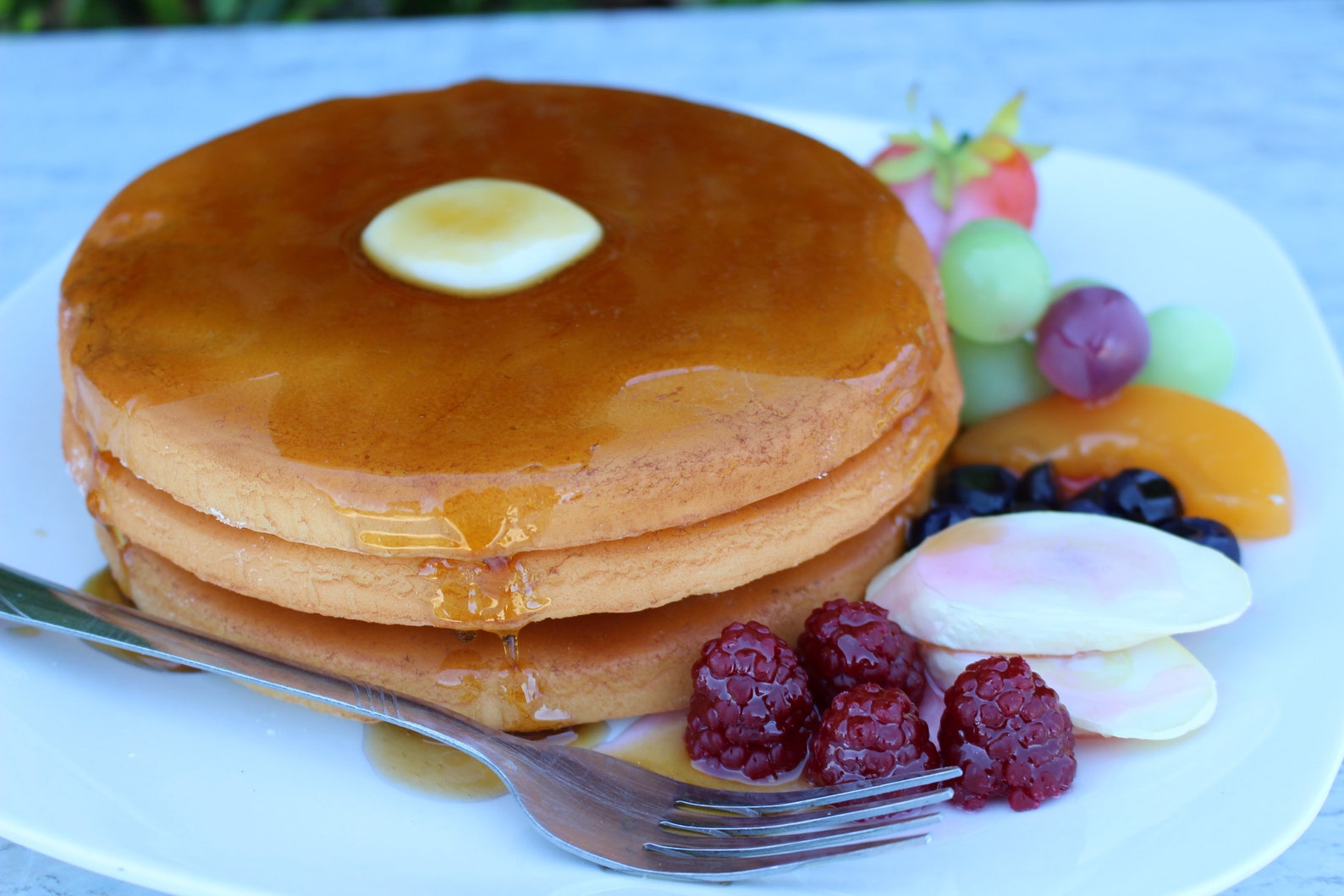 Plate of Fake Pancakes with Fruit | Etsy
