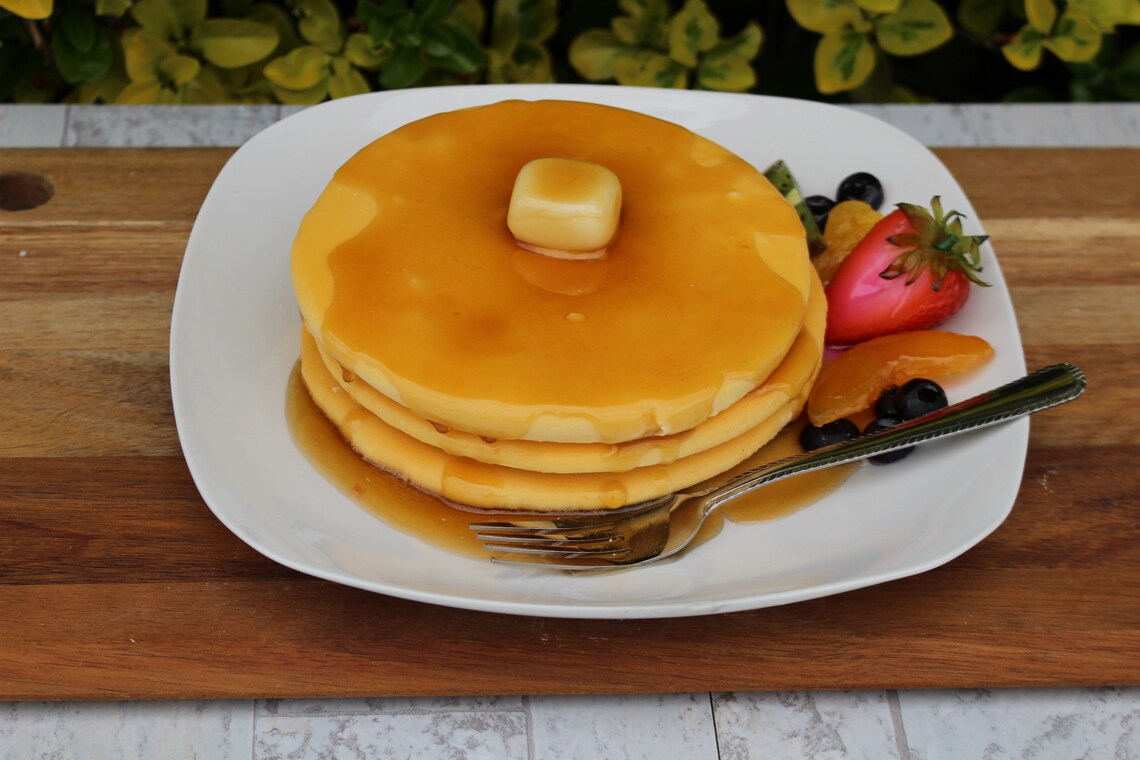 Plate of Fake Pancakes With Fruit - Etsy