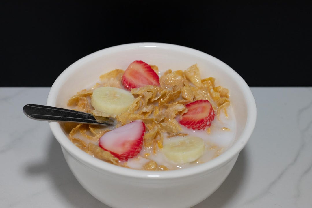 Bowl of Cornflakes With Fake Strawberries and Bananas in Milk - Etsy