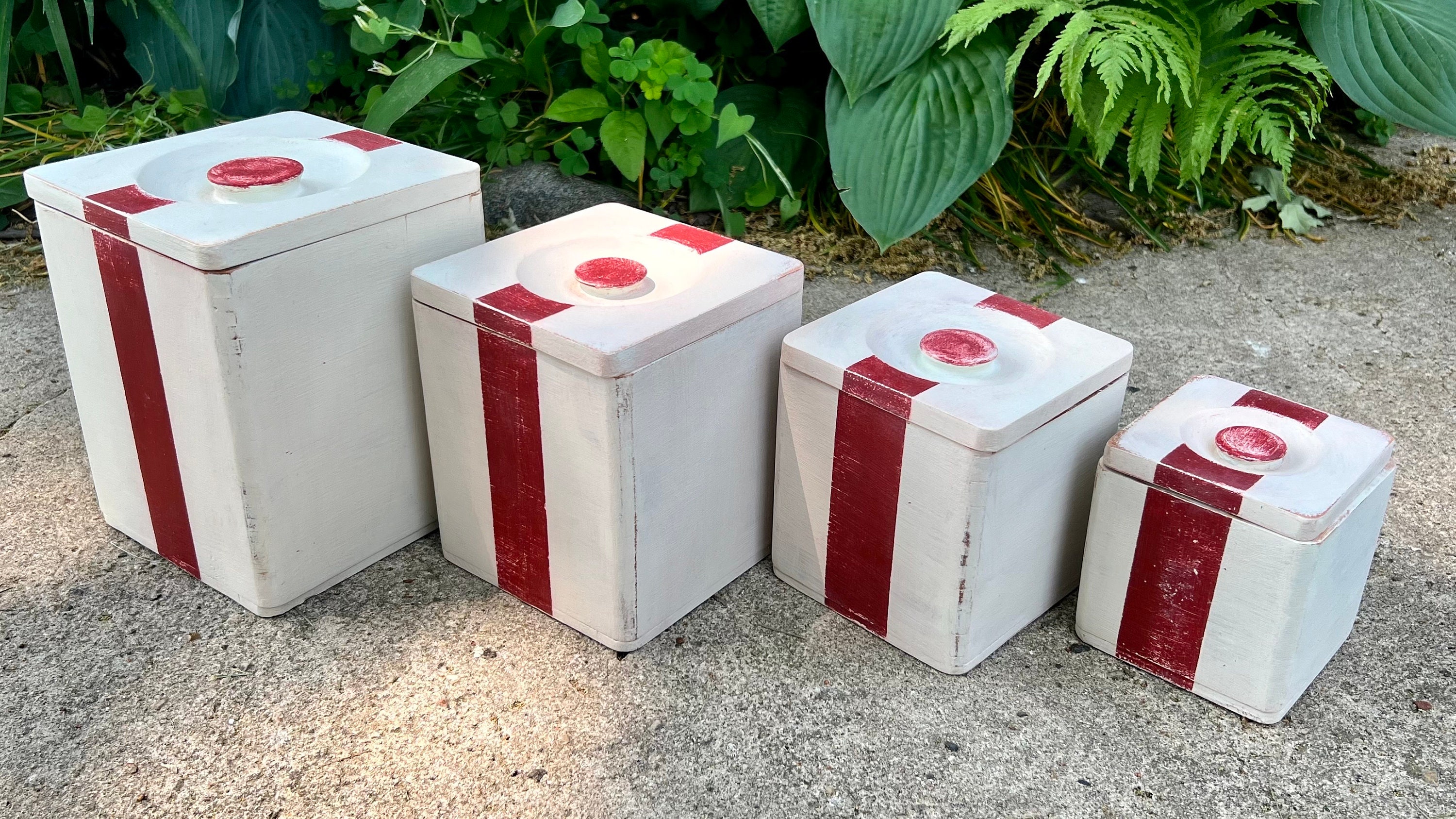 Farmhouse Wood Canister Set Cow Pig Sheep Chicken - Etsy