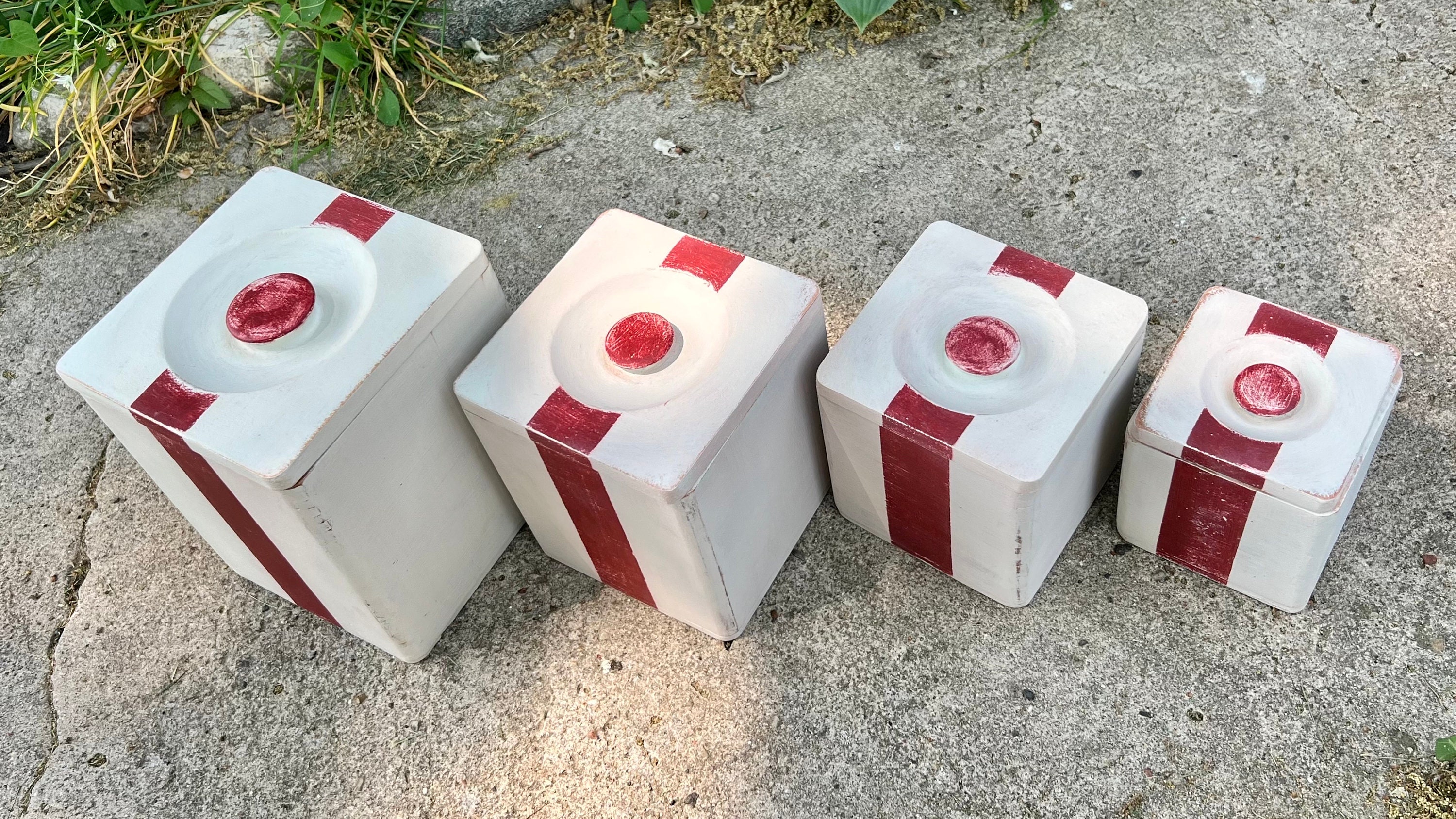 Farmhouse Wood Canister Set Cow Pig Sheep Chicken - Etsy