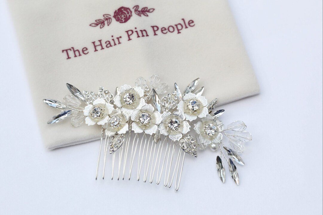 Silver Floral Hair Clip Silver Bridal Hair Comb Silver Hair - Etsy