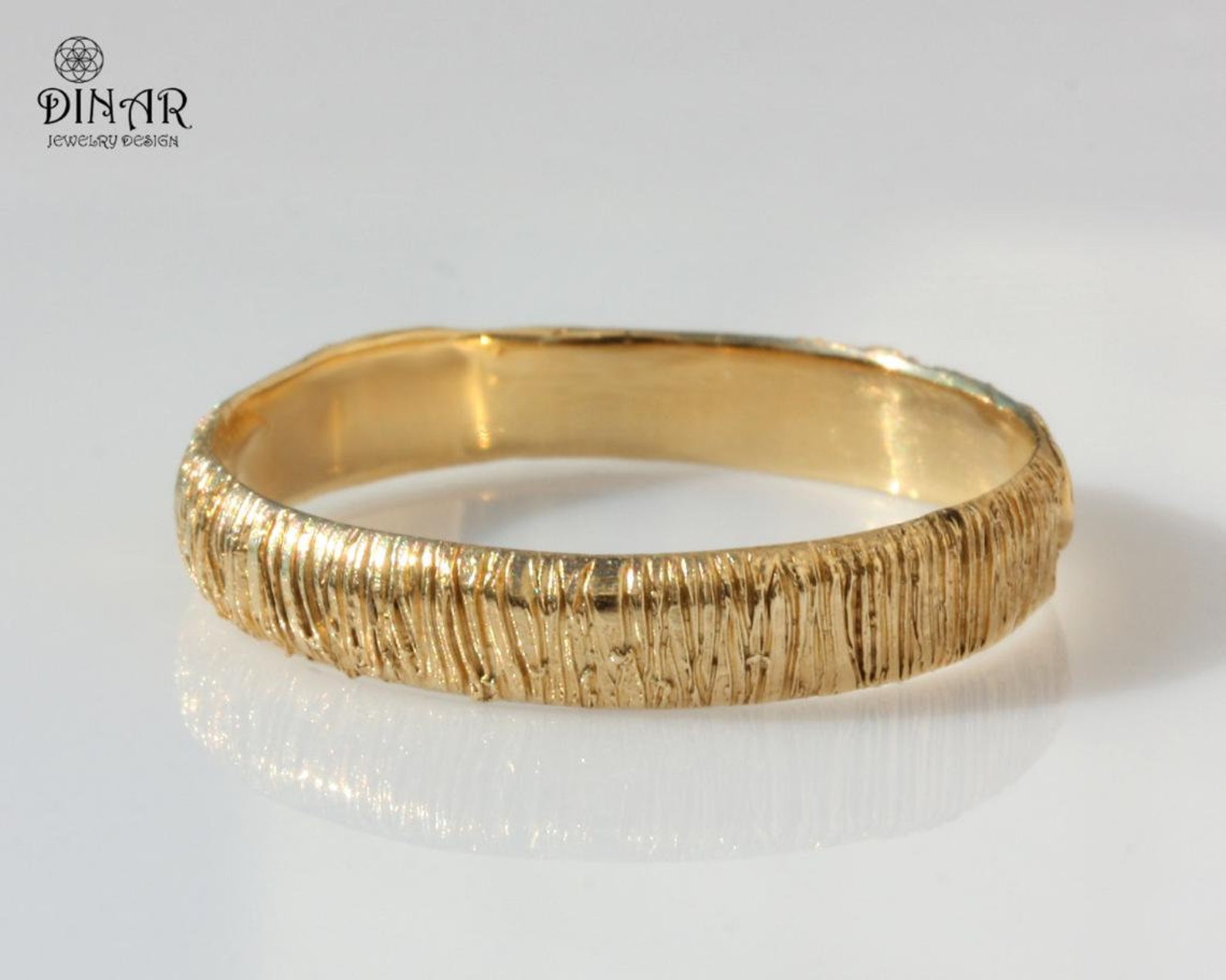 Tree Bark Engraved Rustic Texture 14k Solid Gold Men Women Wedding Ring ...