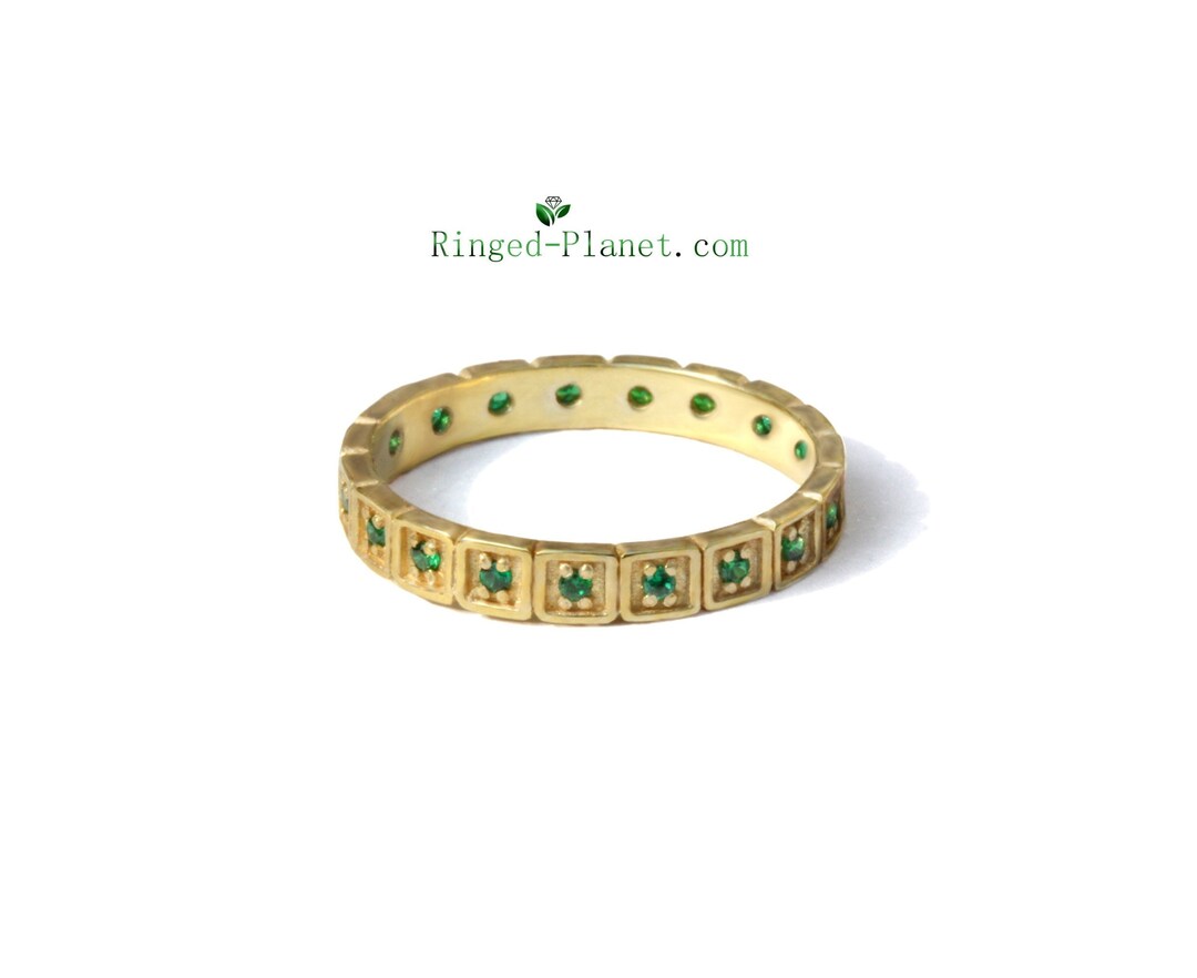 Emerald Eternity Ring / Natural Emeralds Dainty Wedding Ring / Full ...