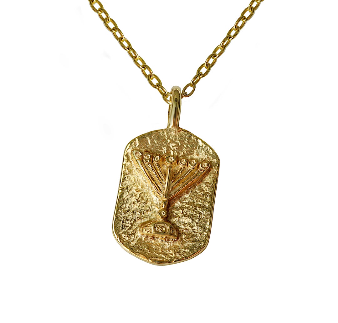 Jewish Menorah Pendant Straight Branched , Religious Pendant, Holy ...