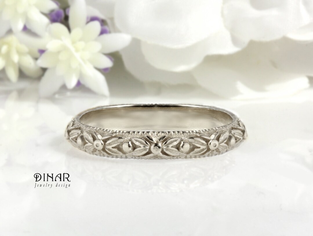 Floral Vintage Inspired Sterling Silver Womens Flowers Ring, Hand ...