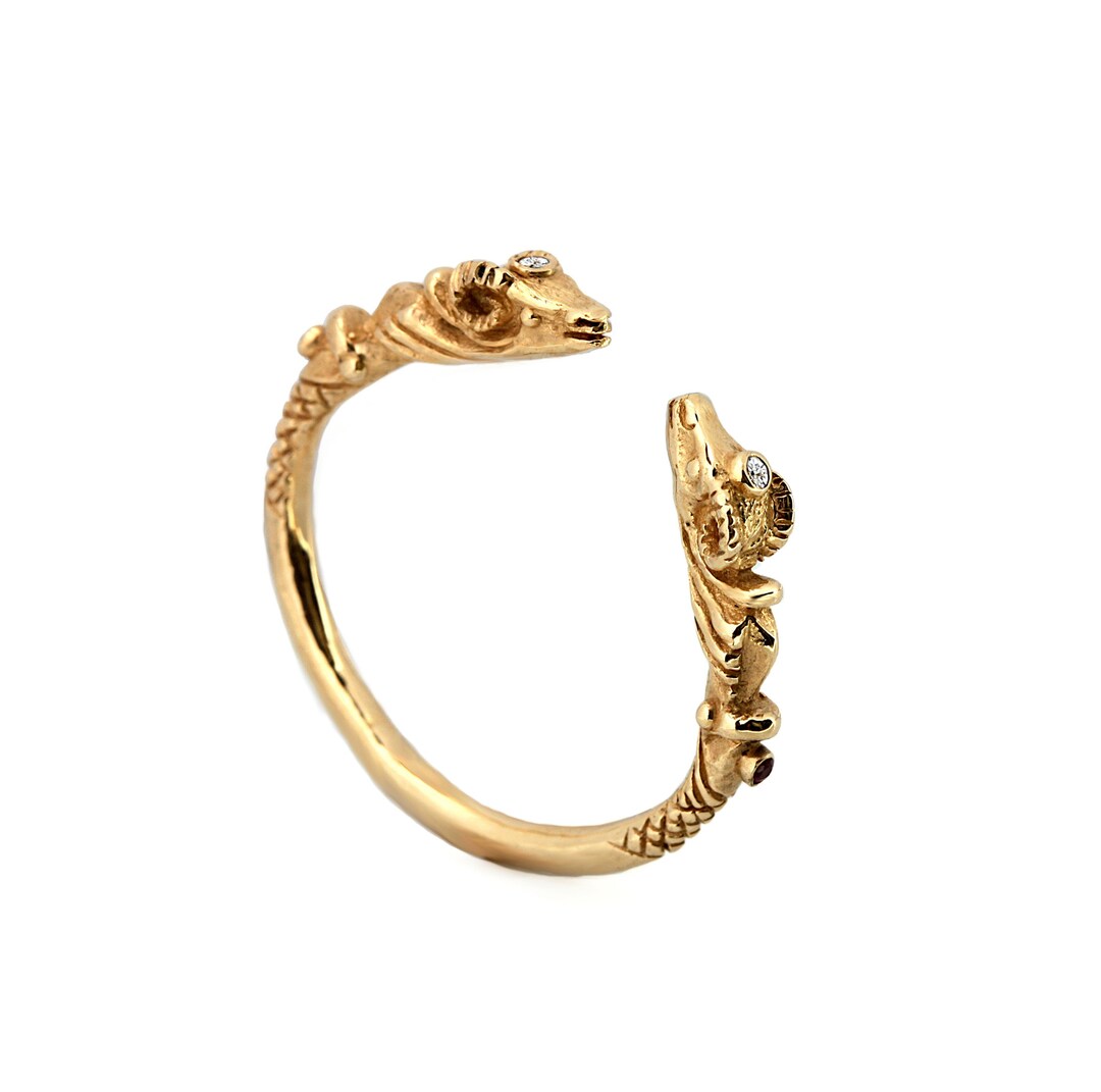 Ancient Ram Ring 14k 18k Solid Gold , Double Headed Ram Ring, Aries ...