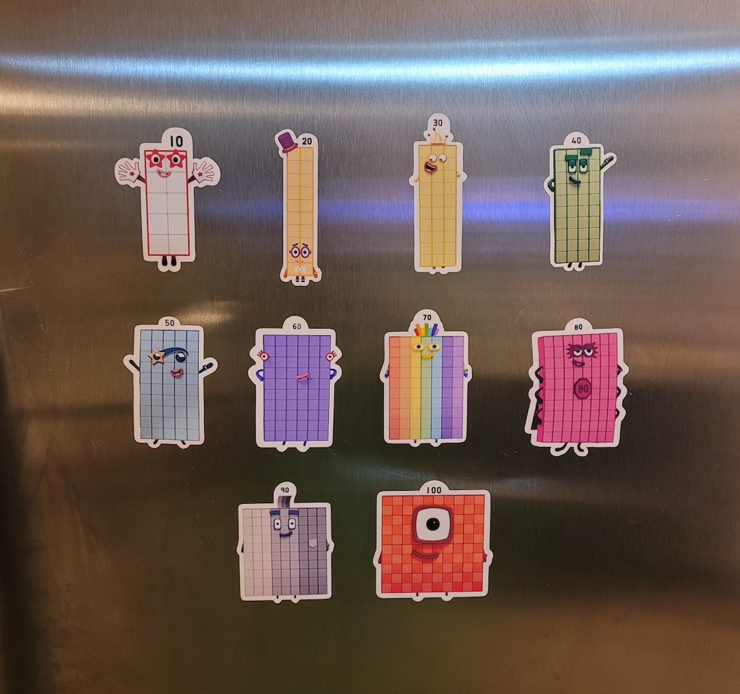 Bright Colorful Numberblocks 10-100 Magnets - Etsy
