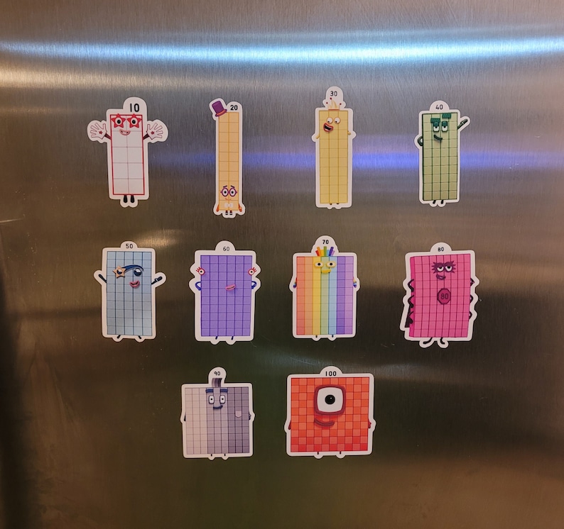 Bright Colorful Numberblocks 10-100 Magnets - Etsy