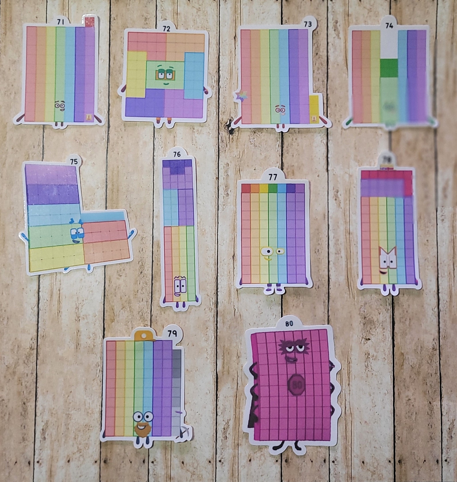 Numberblocks 71 80 Stickers Etsy