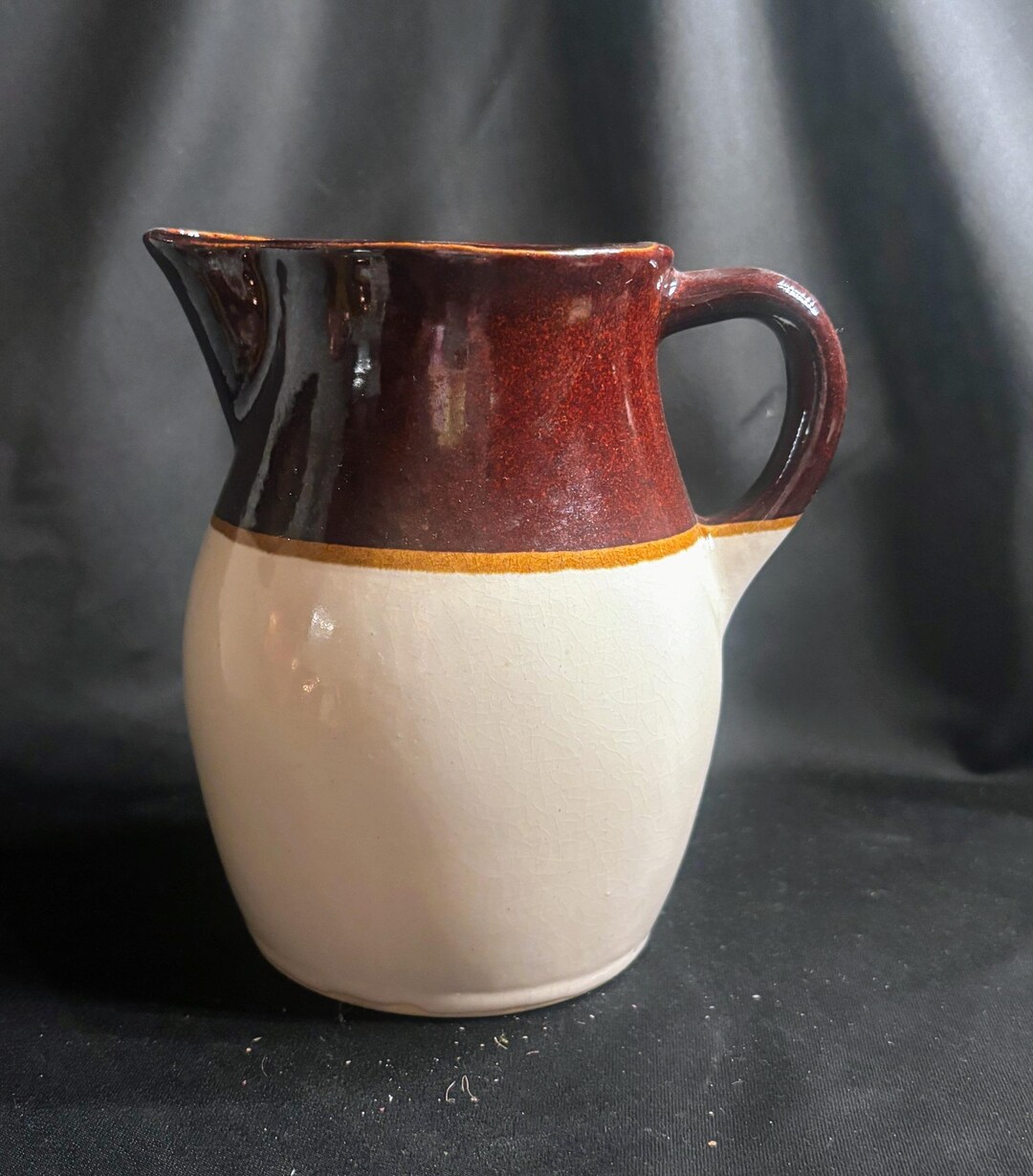 Vintage Brown Glazed Pitcher: Beige Decor - Etsy