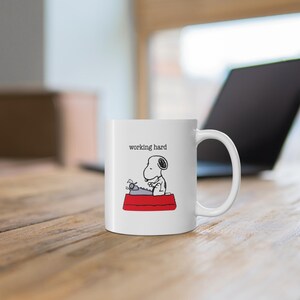 Snoopy, Working Hard, Mug, Cup, Peanut, Coffee, Tea, 11oz, Cute - Etsy