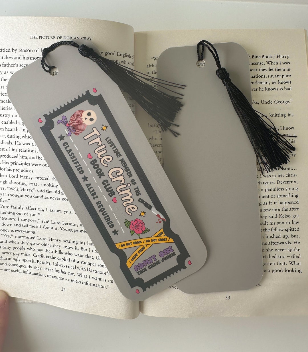 True Crime Ticket Style Handmade Bookmark bookstagram Gift for Her Book ...