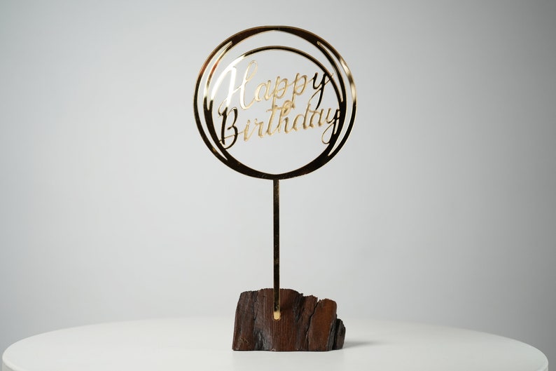 Feliz cumpleaños Topper acrílico para pastel Círculo - Etsy México