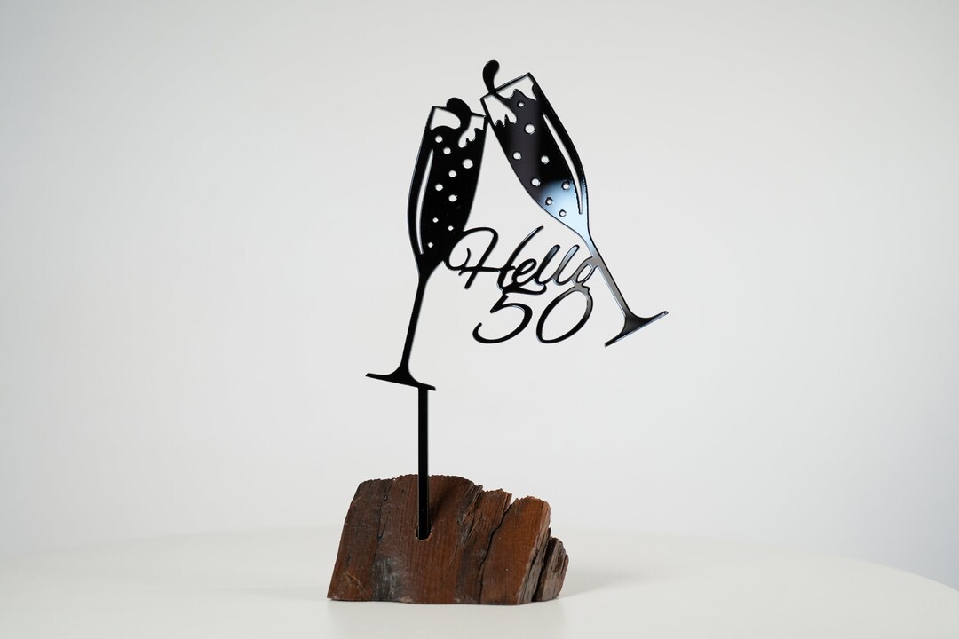 CHEERS! Prosecco Glasses - Hello "number" - Personalised Acrylic Cake ...