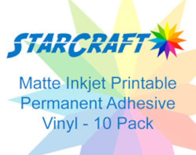 Starcraft Matte Printable Adhesive Vinyl 10-pack 8.5 X 11 Sheets Ink ...