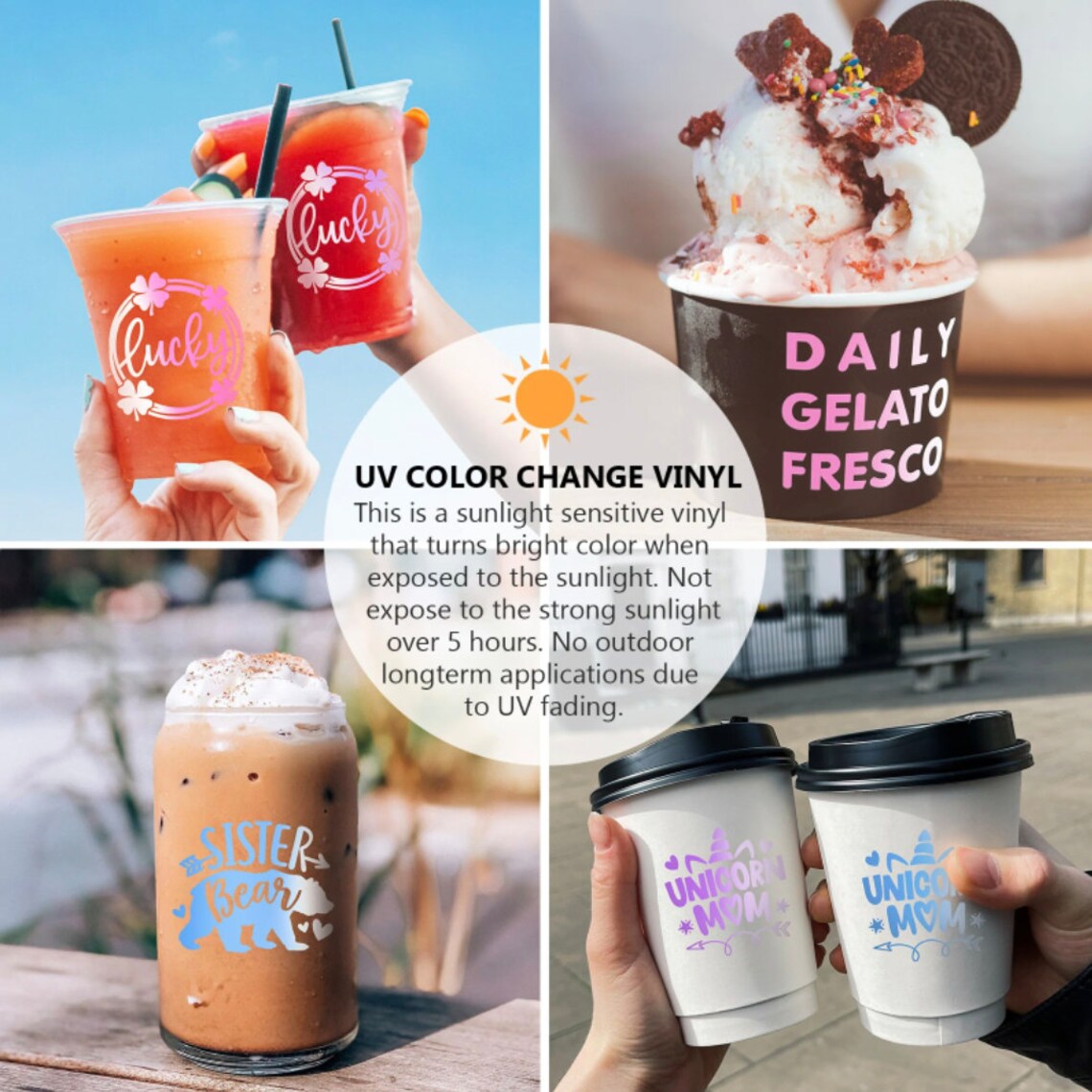 3 Pack UV Color Changing Adhesive Craft Vinyl That Changes | Etsy