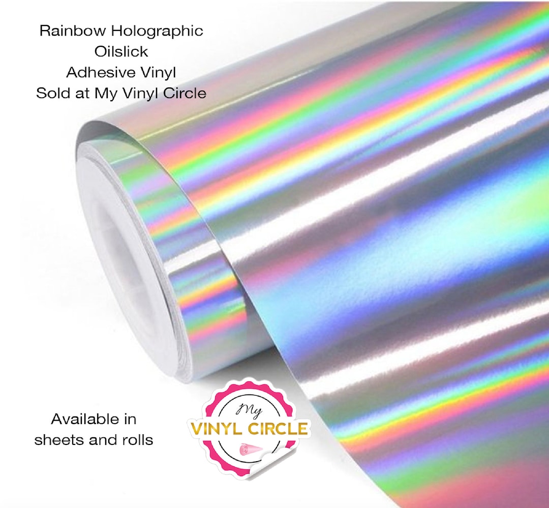 Holographic Vinyl Permanent Adhesive Rainbow Chrome Oilslick - Works ...