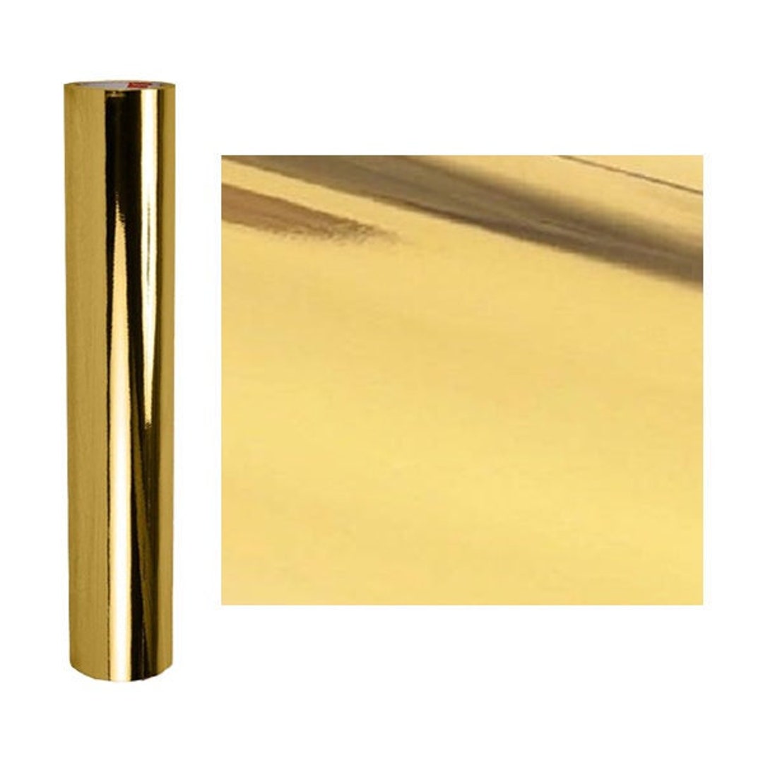 Glossy Gold Chrome Mirror Vinyl Roll or Sheets - Permanent Holographic ...