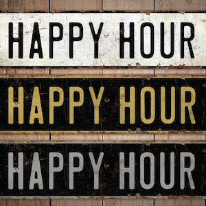 Happy Hour Sign - Happy Hour Decor - Custom Happy Hour - Vintage Style ...