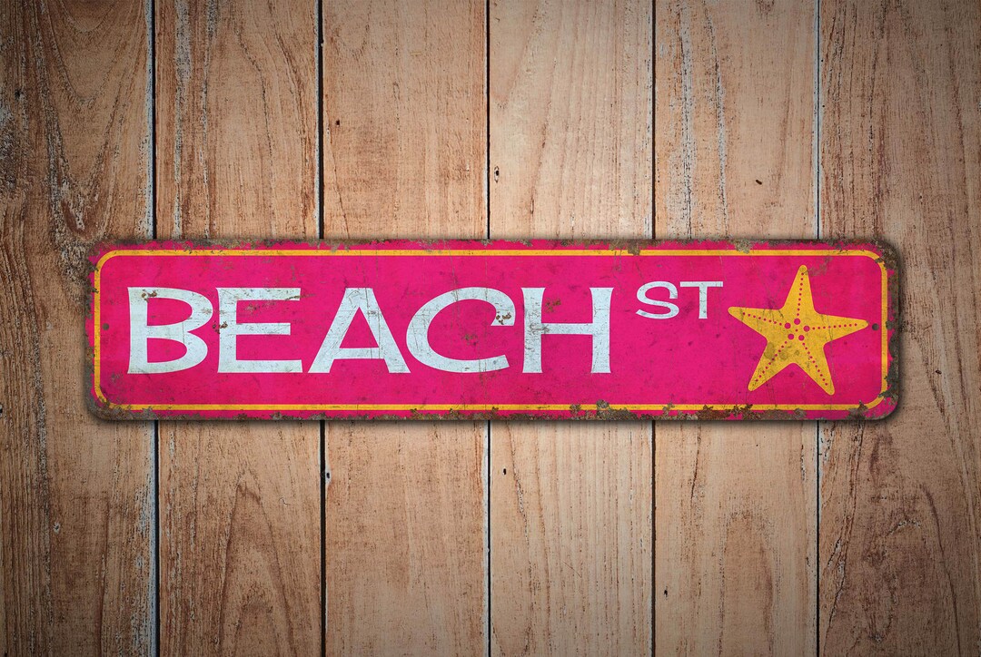 Beach Street Sign - Street Name Decor - Street Name Sign - Vintage ...