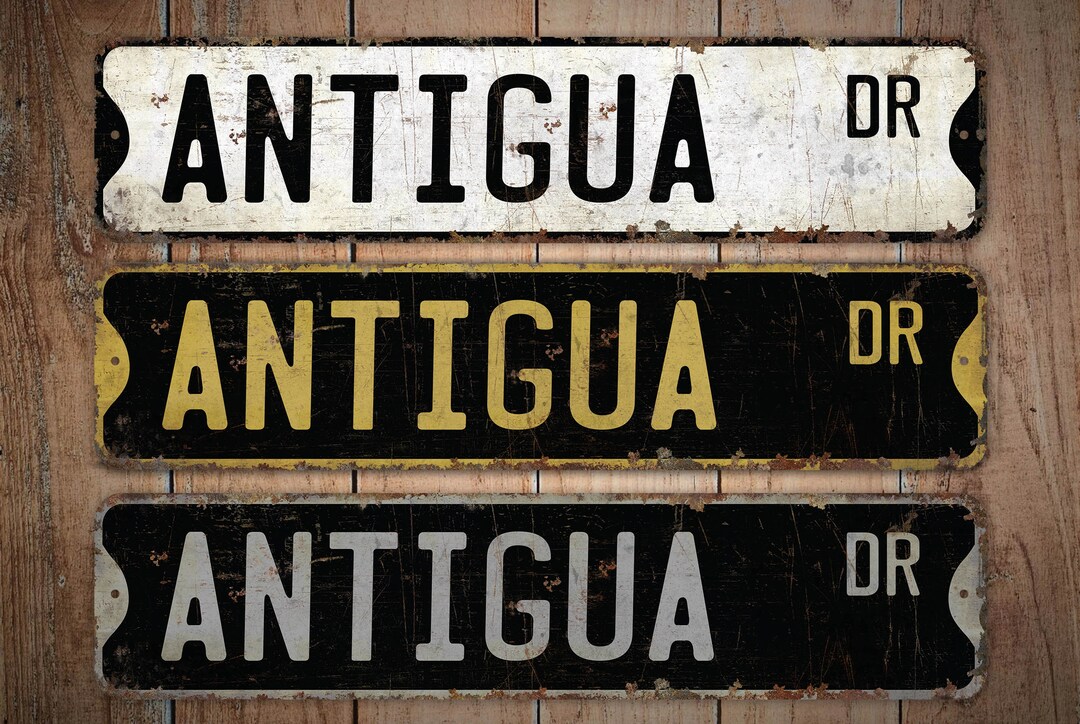 Antigua Antigua Sign Antigua Decor Vintage Style Sign Custom Street ...