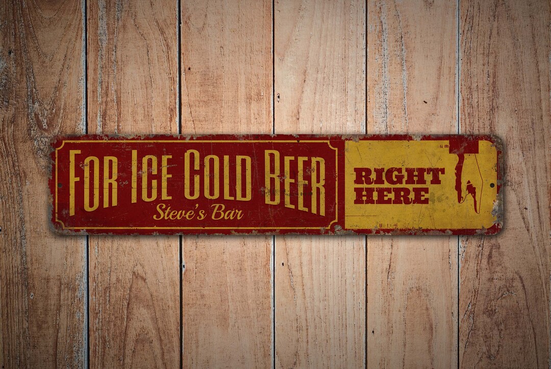 Ice Cold Beer Sign - Ice Cold Beer Decor - Vintage Style Sign - Ice ...