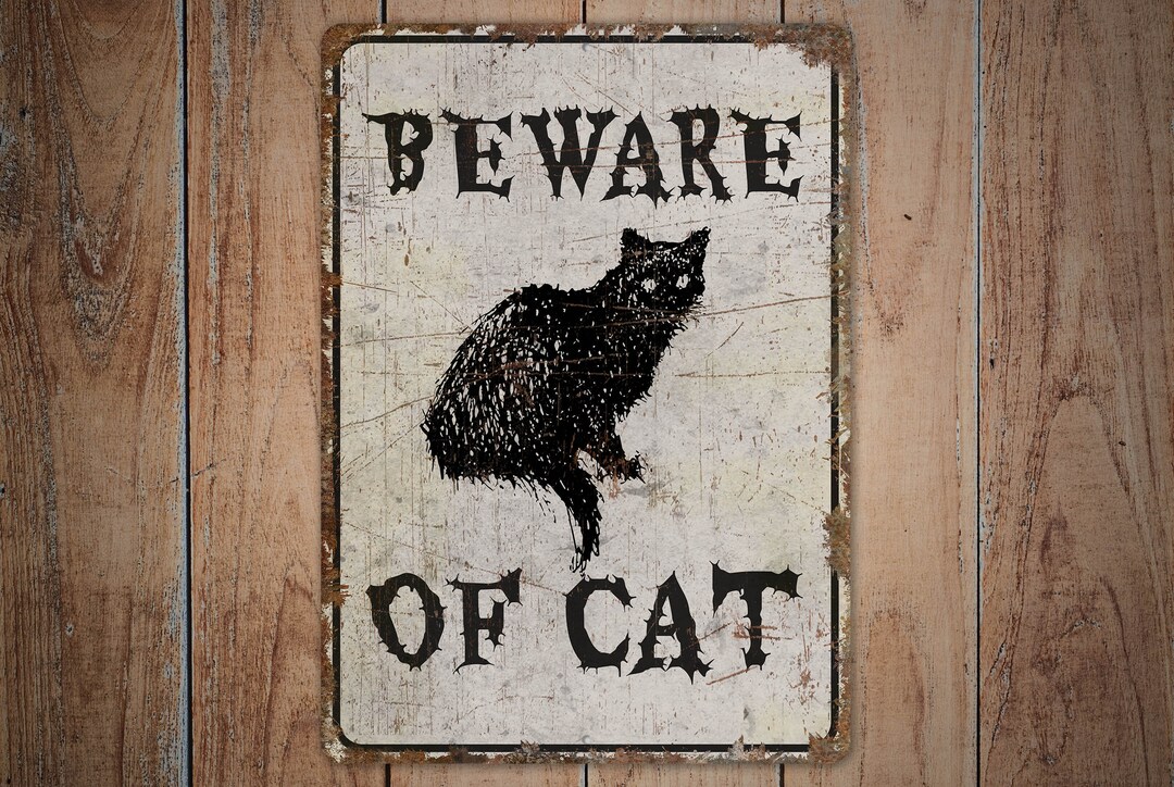 Beware of Cat Sign - Beware of Cat - Beware of Cat Decor - Halloween ...