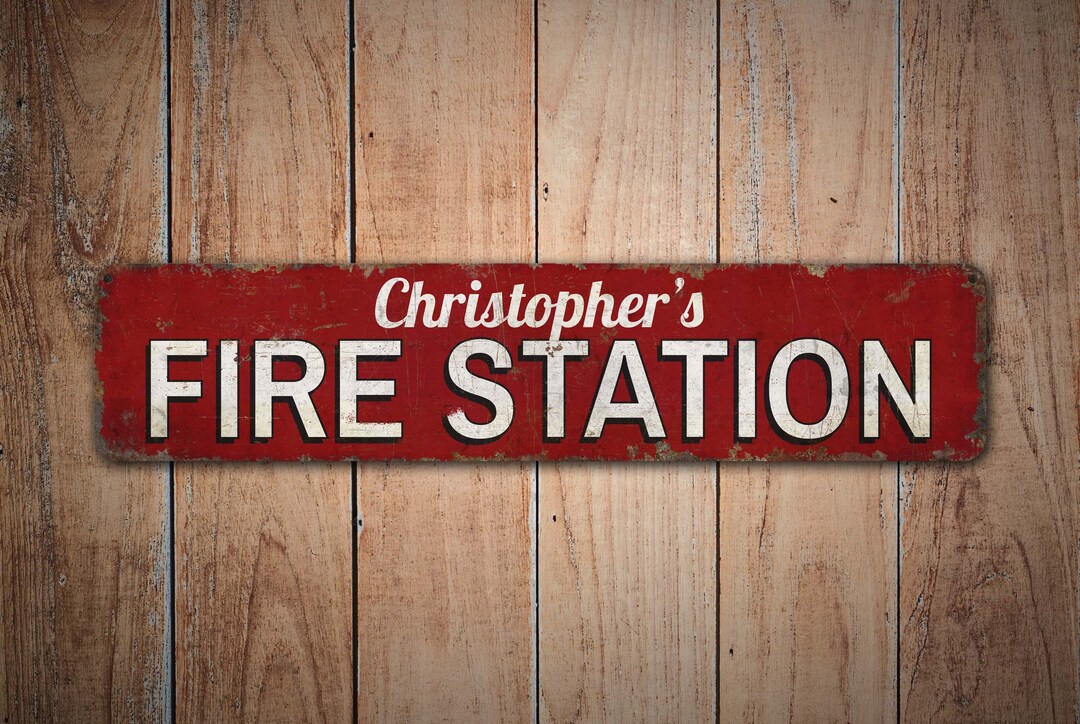 Fire Station - Fire Station Sign - Fire Station Decor - Vintage Style ...