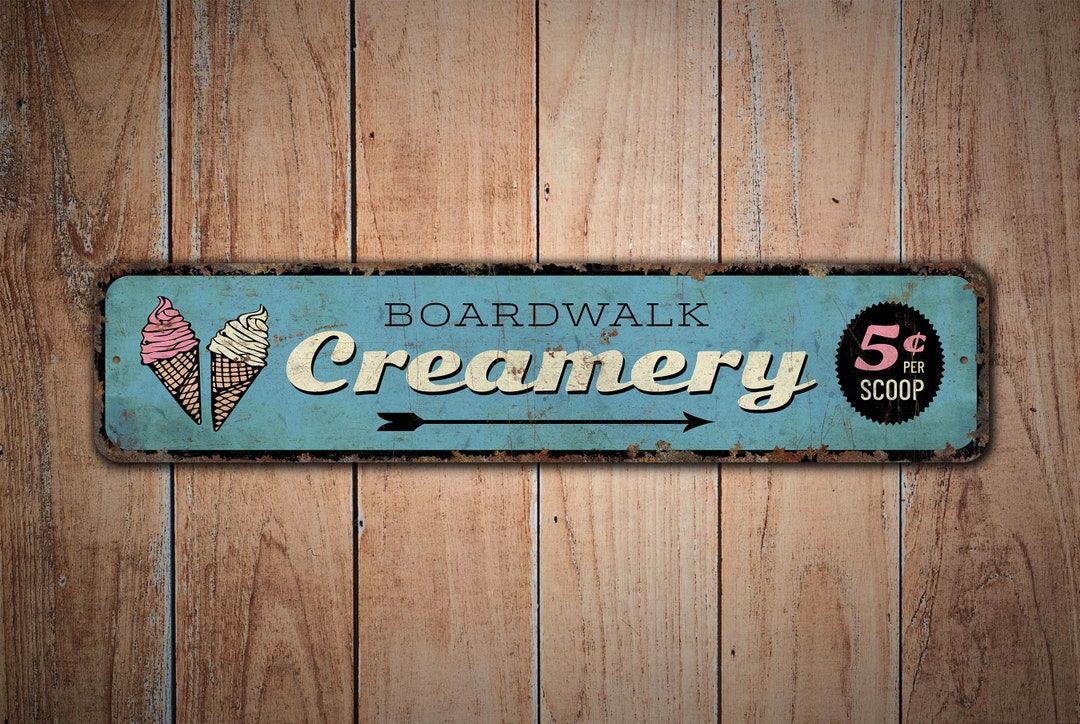 Boardwalk Creamery - Boardwalk Sign - Boardwalk Decor - Creamery Sign ...