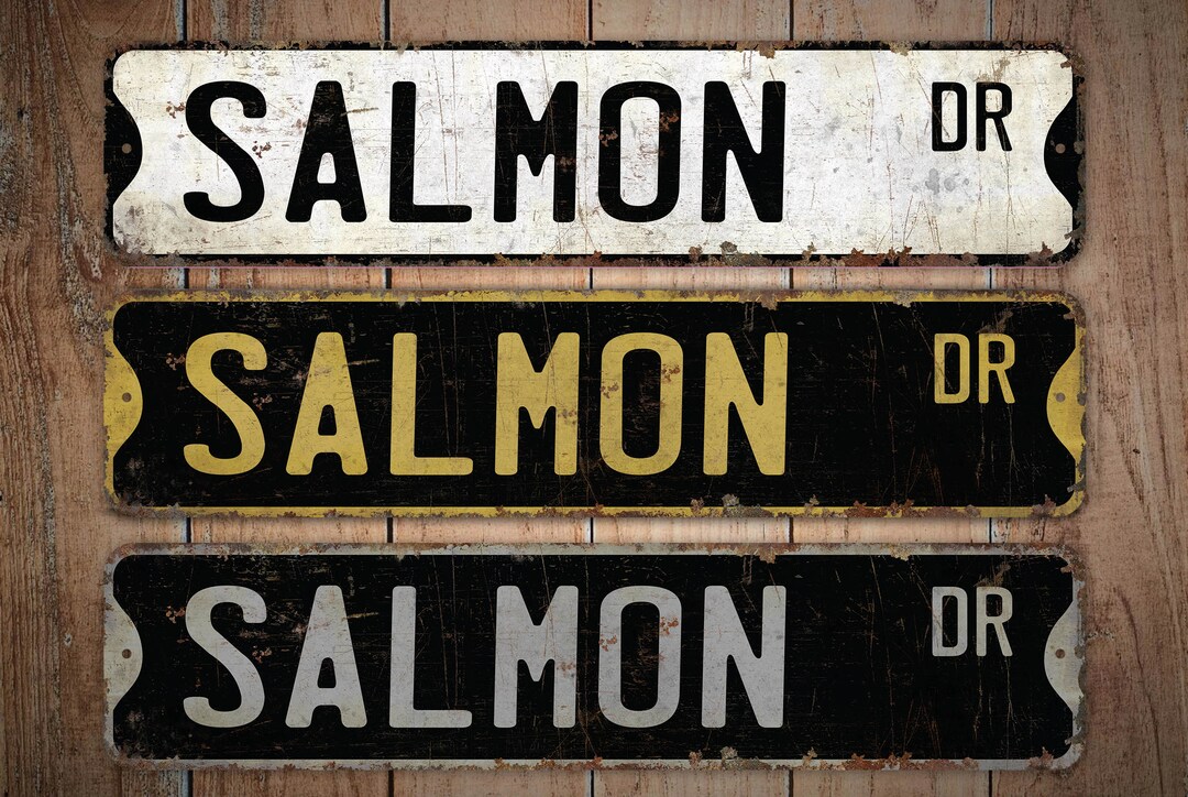 Salmon - Salmon Sign - Salmon Decor - Salmon Lover - Custom Street Sign ...