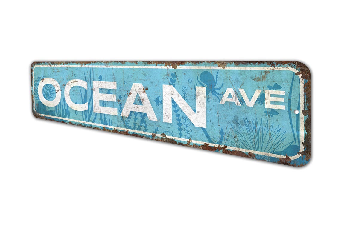 Ocean Avenue Sign - Custom Ocean Sign - Ocean Street Sign - Beach House ...