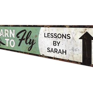 Learn to Fly Sign - Flying Lesson Sign - Vintage Style Sign - Learn to ...