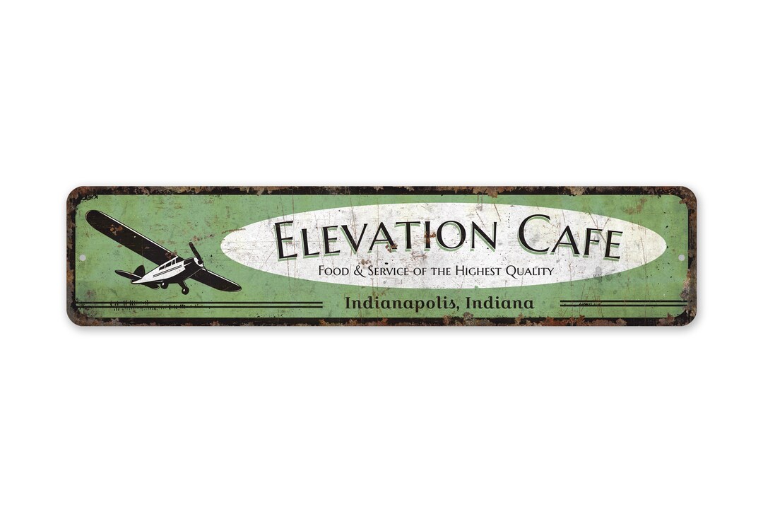 Elevation Cafe Sign - Vintage Style Sign - Elevation Cafe Decor ...