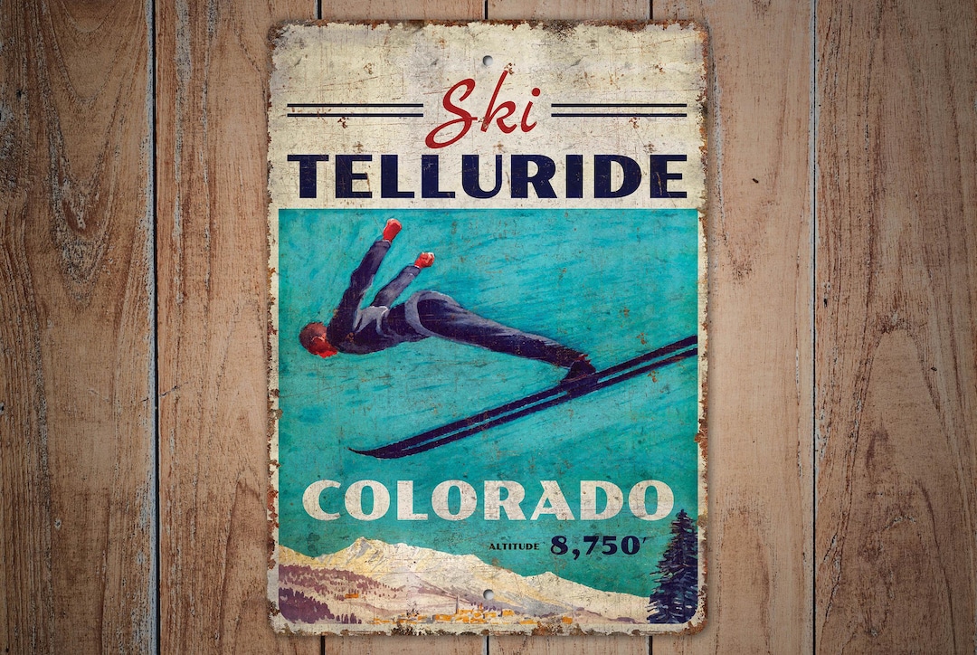 Ski Telluride Sign - Ski Decor - Ski Sign - Ski Area Sign - Ski Lover ...