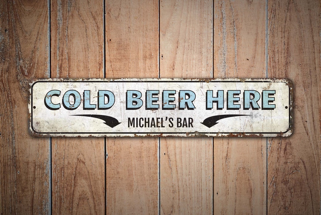 Cold Beer Here - Cold Beer Sign - Cold Beer Decor - Vintage Style Sign ...