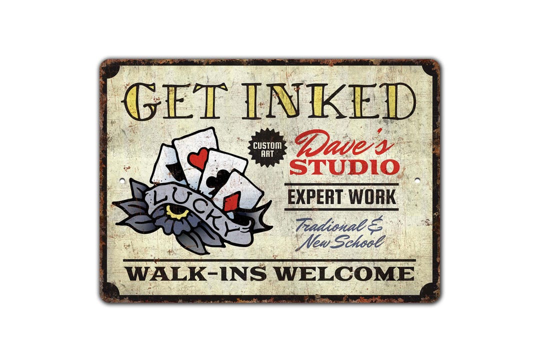 Get Inked Sign - Tattoo Shop Decor - Custom Tattoo - Tattoo Studio ...